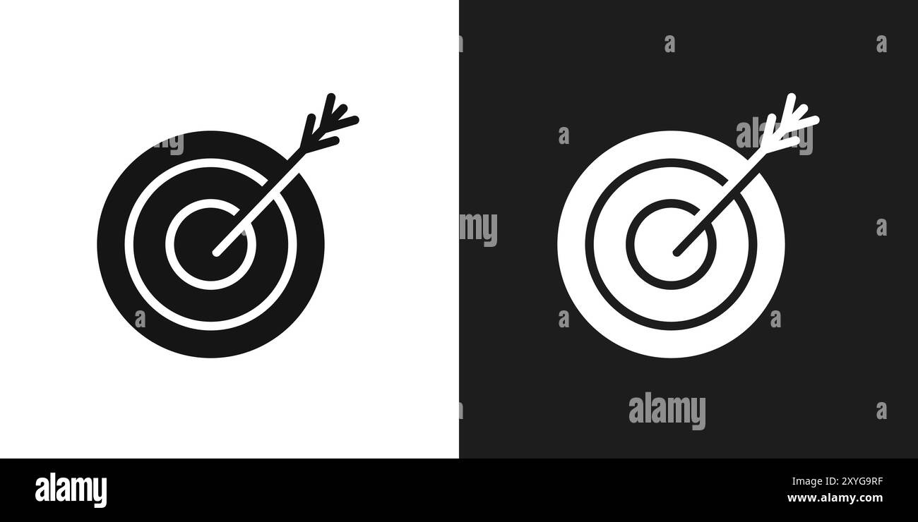 Bullseye icon logo sign vector outline in black and white color Stock ...