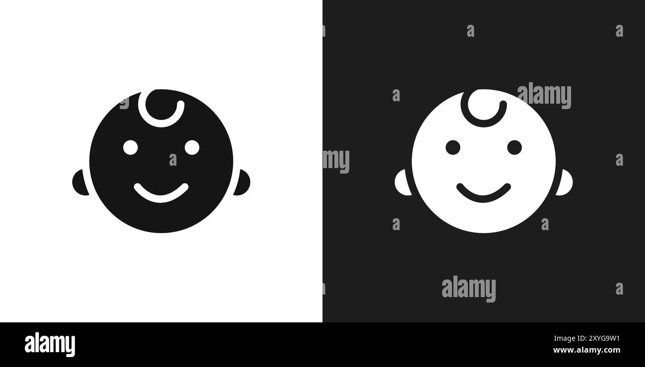 Child head icon logo sign vector outline in black and white color Stock ...