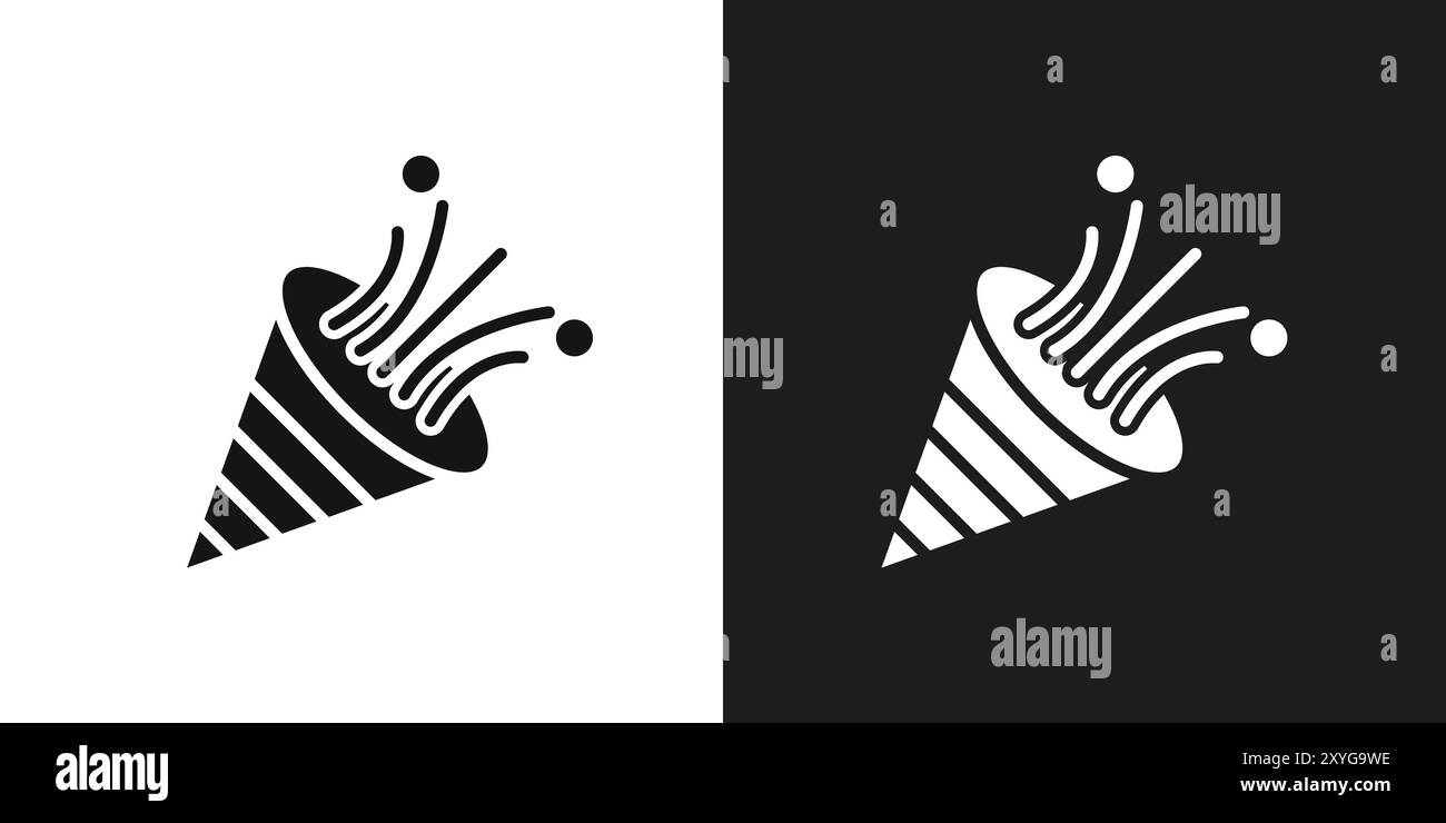 Confetti icon logo sign vector outline in black and white color Stock ...