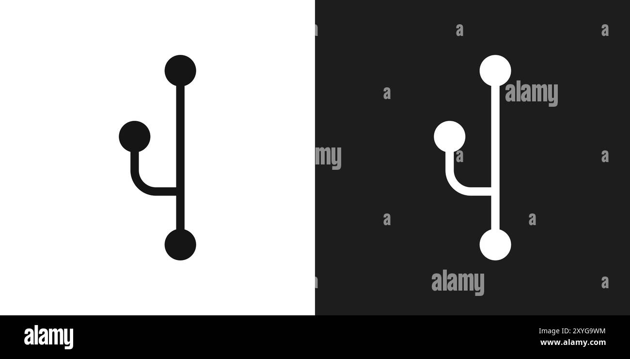 Code branch icon logo sign vector outline in black and white color ...