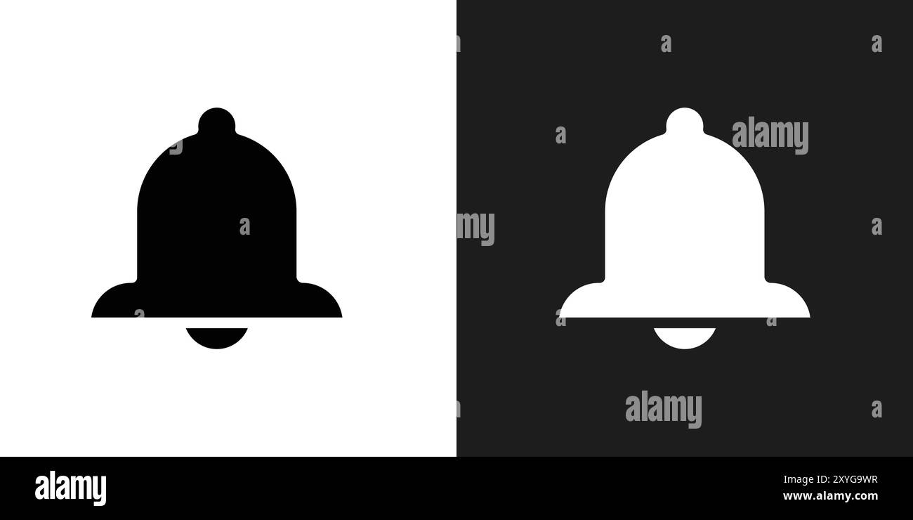 Bell icon logo sign vector outline in black and white color Stock ...