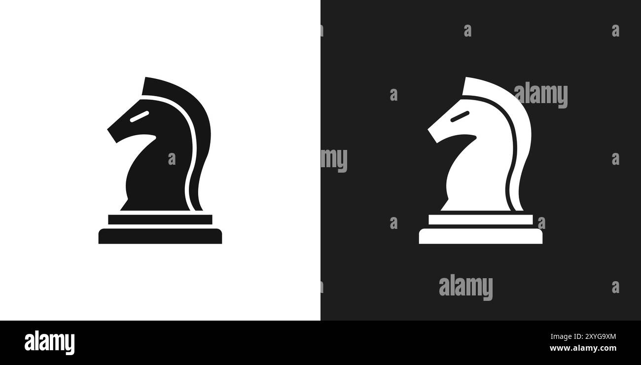 Chess icon logo sign vector outline in black and white color Stock ...