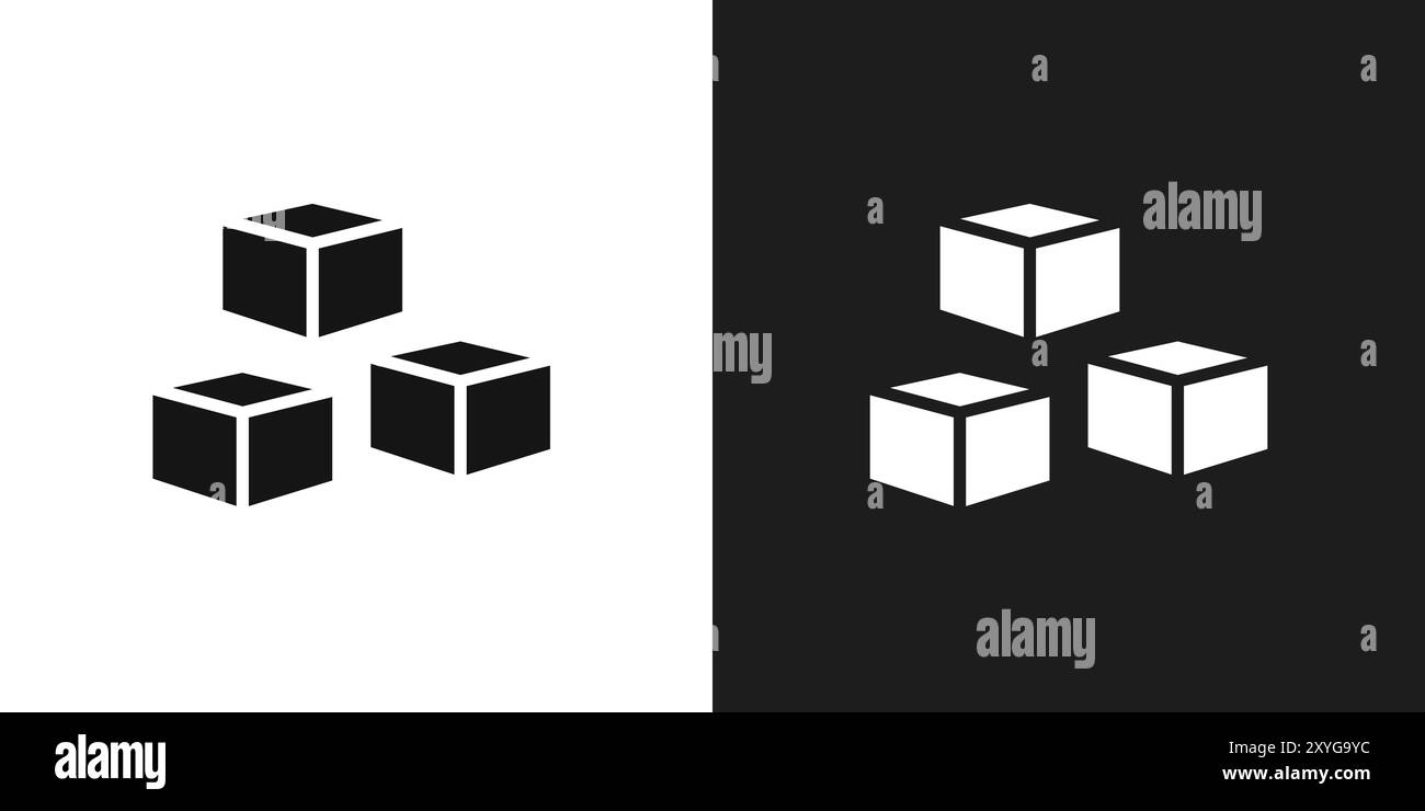 Boxes icon logo sign vector outline in black and white color Stock ...