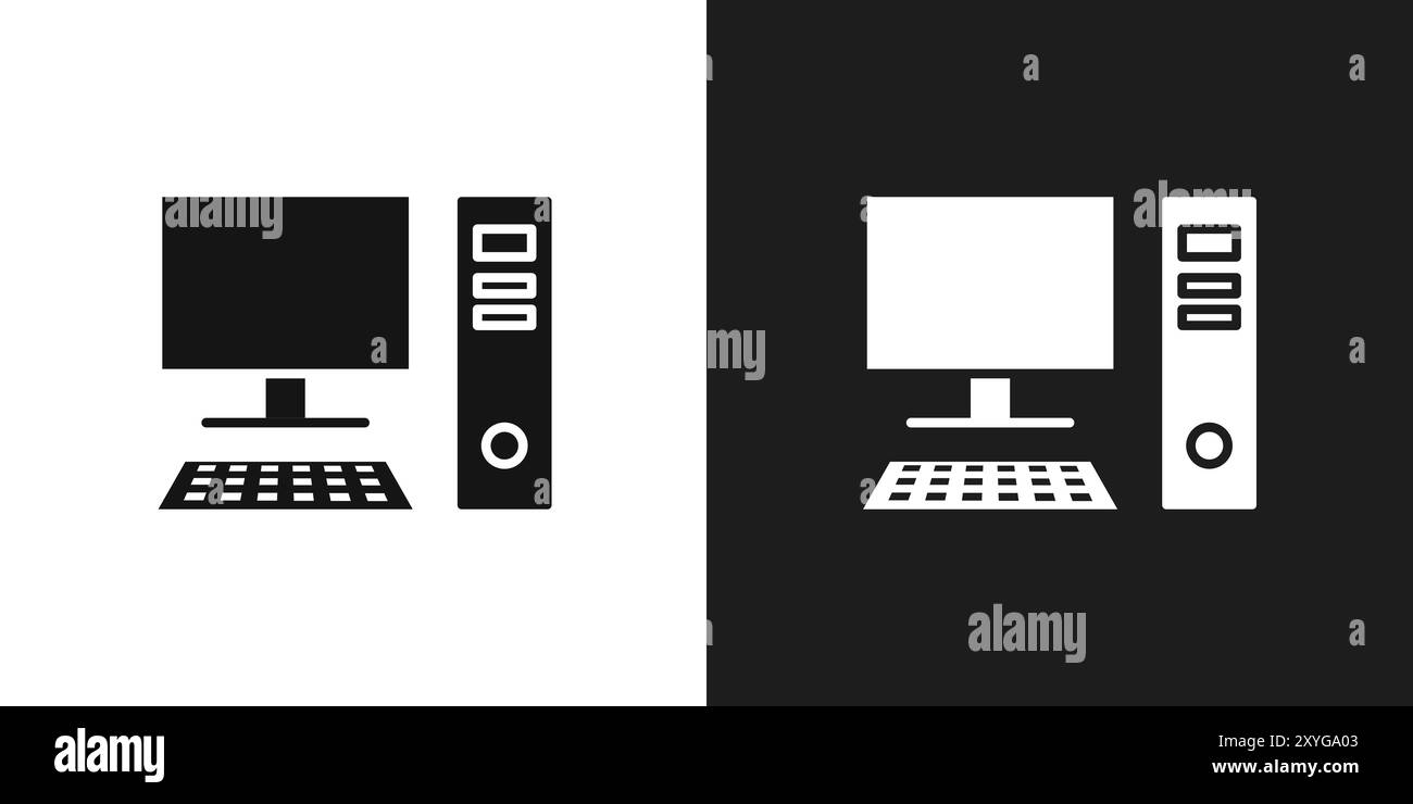 Black white drawing monitor keyboard Black and White Stock Photos ...