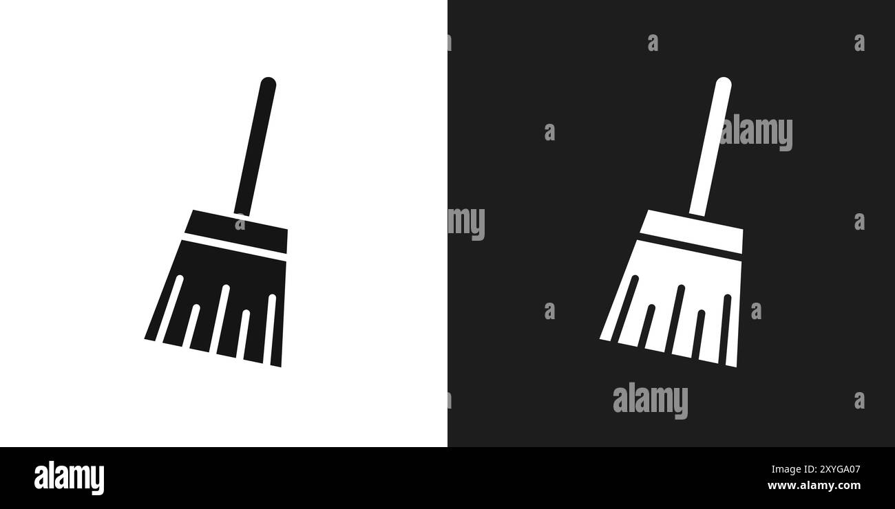 Broom icon logo sign vector outline in black and white color Stock ...