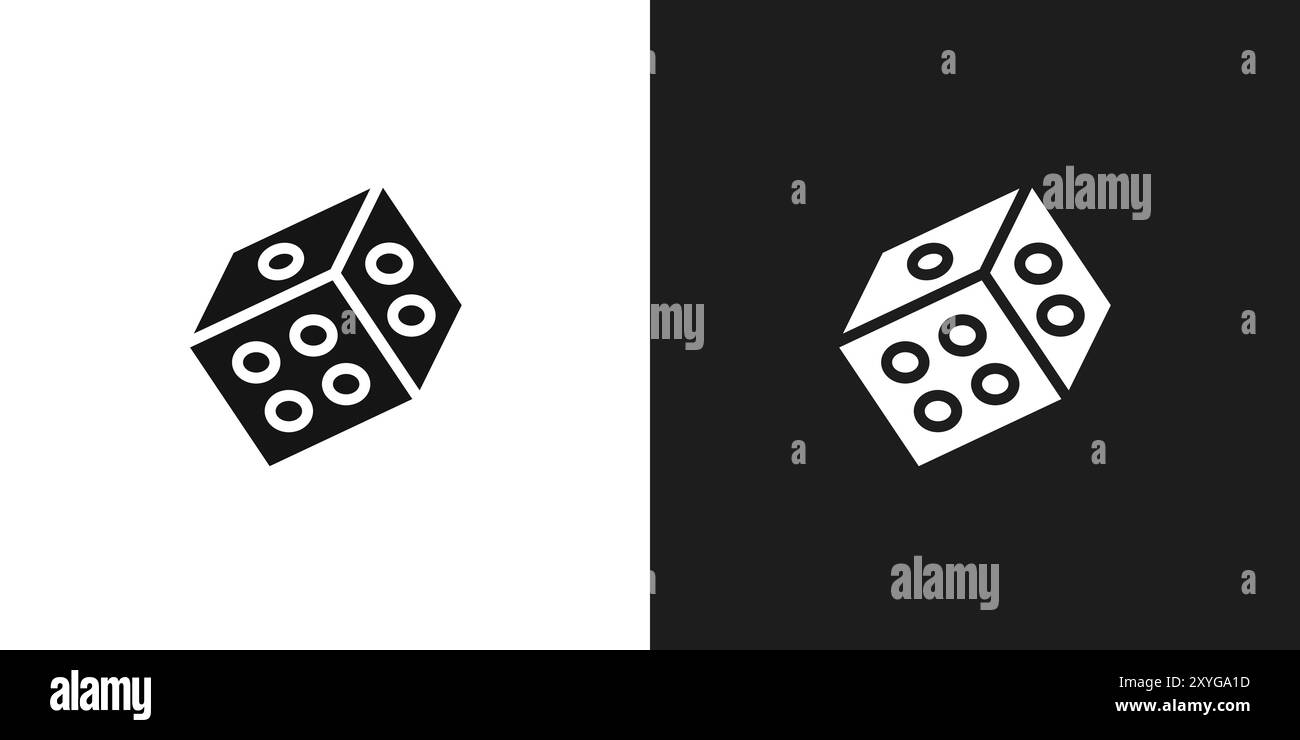 Dice icon logo sign vector outline in black and white color Stock ...