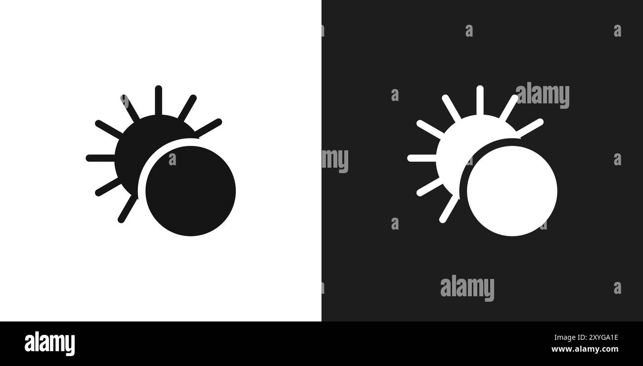Eclipse icon logo sign vector outline in black and white color Stock ...