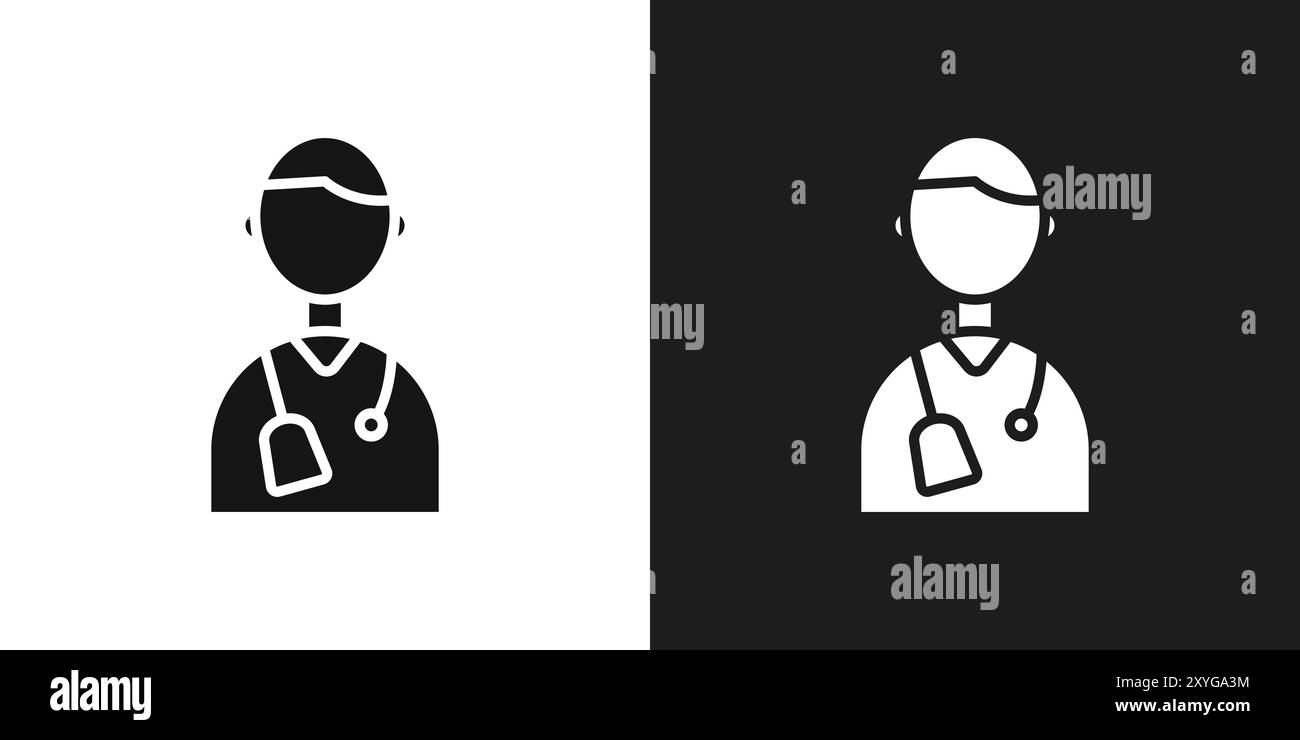 Doctor icon logo sign vector outline in black and white color Stock ...