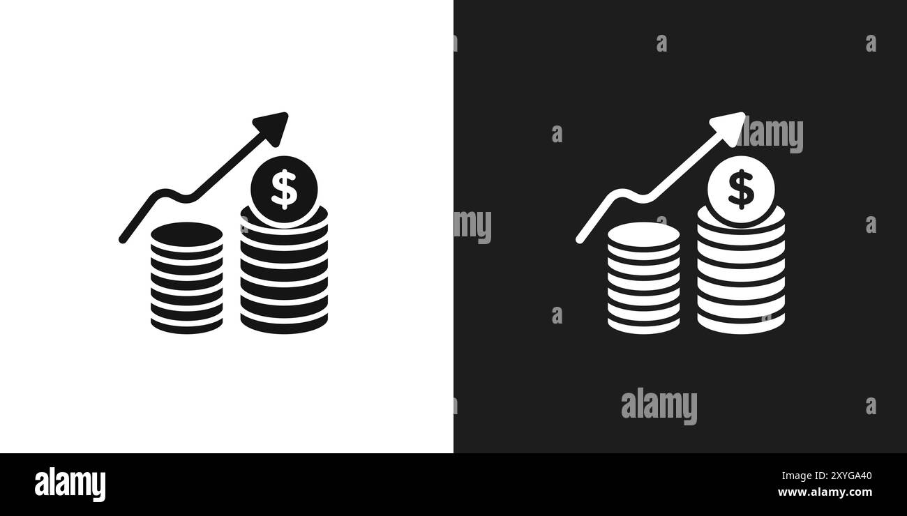 Earning icon logo sign vector outline in black and white color Stock ...