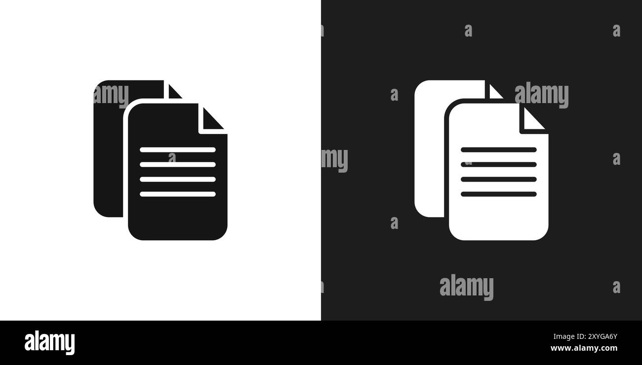 Duplicate icon logo sign vector outline in black and white color Stock ...