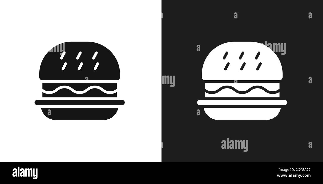Hamburger icon logo sign vector outline in black and white color Stock ...