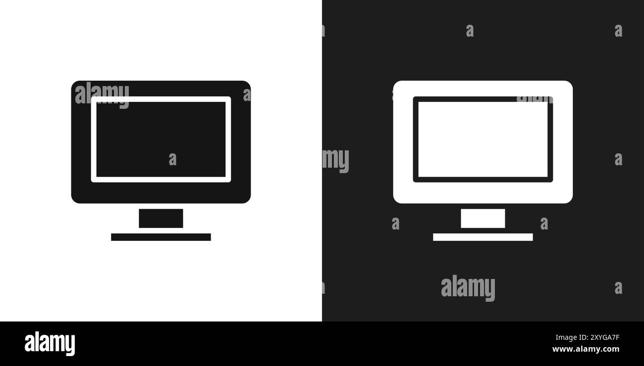 Computer Screen icon logo sign vector outline in black and white color ...