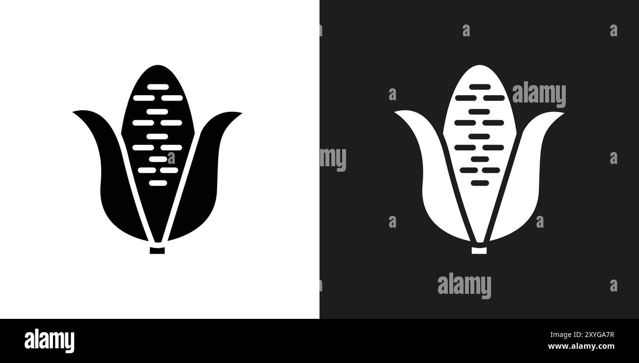 Corn icon logo sign vector outline in black and white color Stock ...