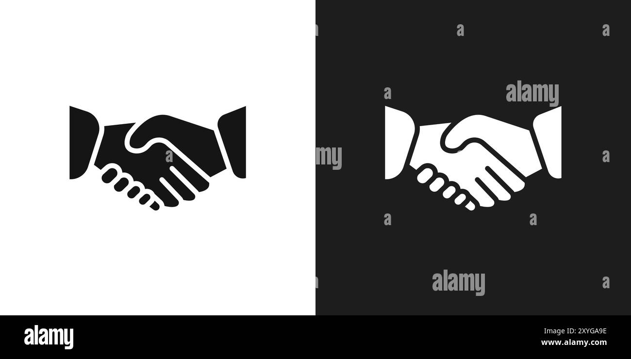 Handshake icon logo sign vector outline in black and white color Stock ...