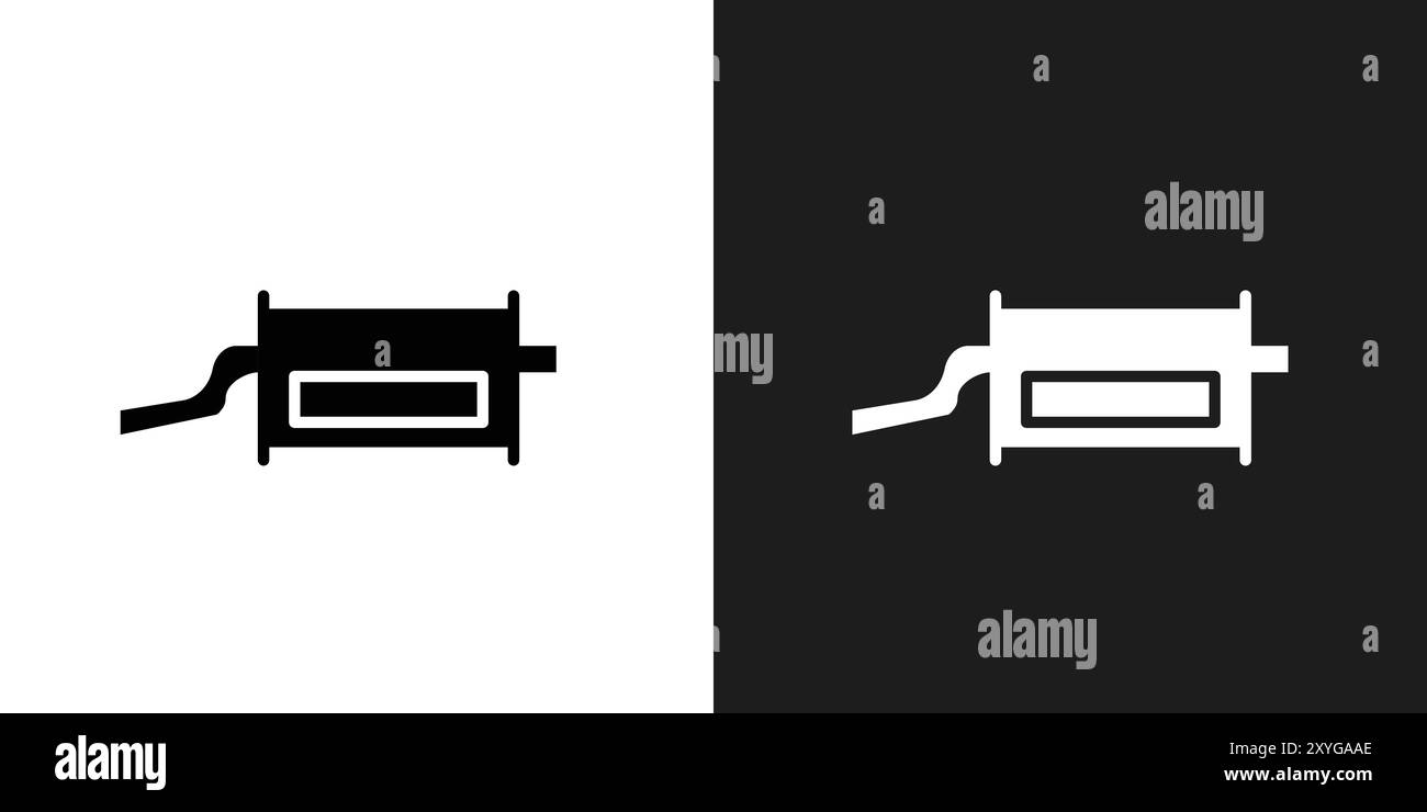 Exhaust pipe Icon logo sign vector outline in black and white color ...