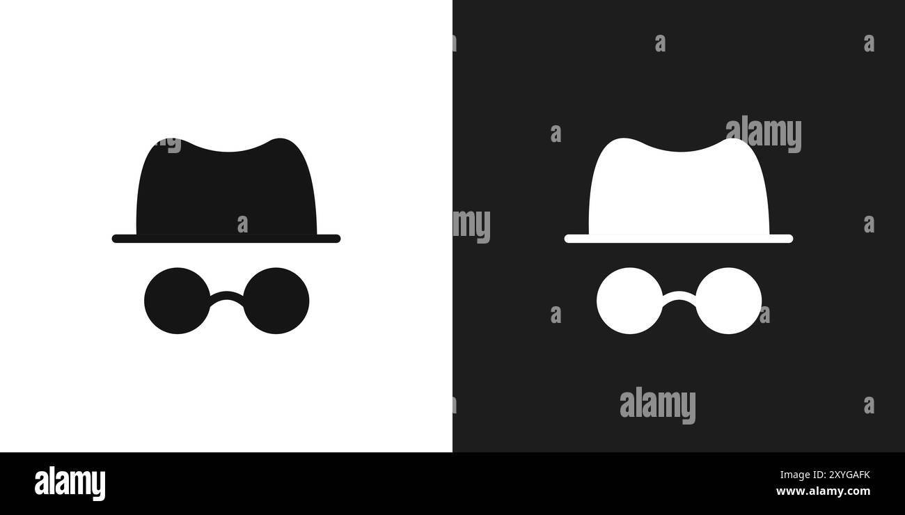 Incognito icon logo sign vector outline in black and white color Stock ...