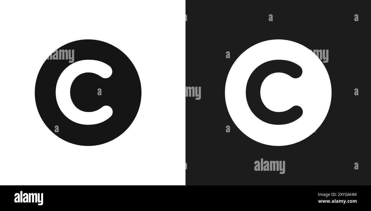 Copyright icon logo sign vector outline in black and white color Stock ...