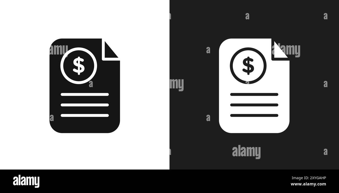 Invoice icon logo sign vector outline in black and white color Stock ...