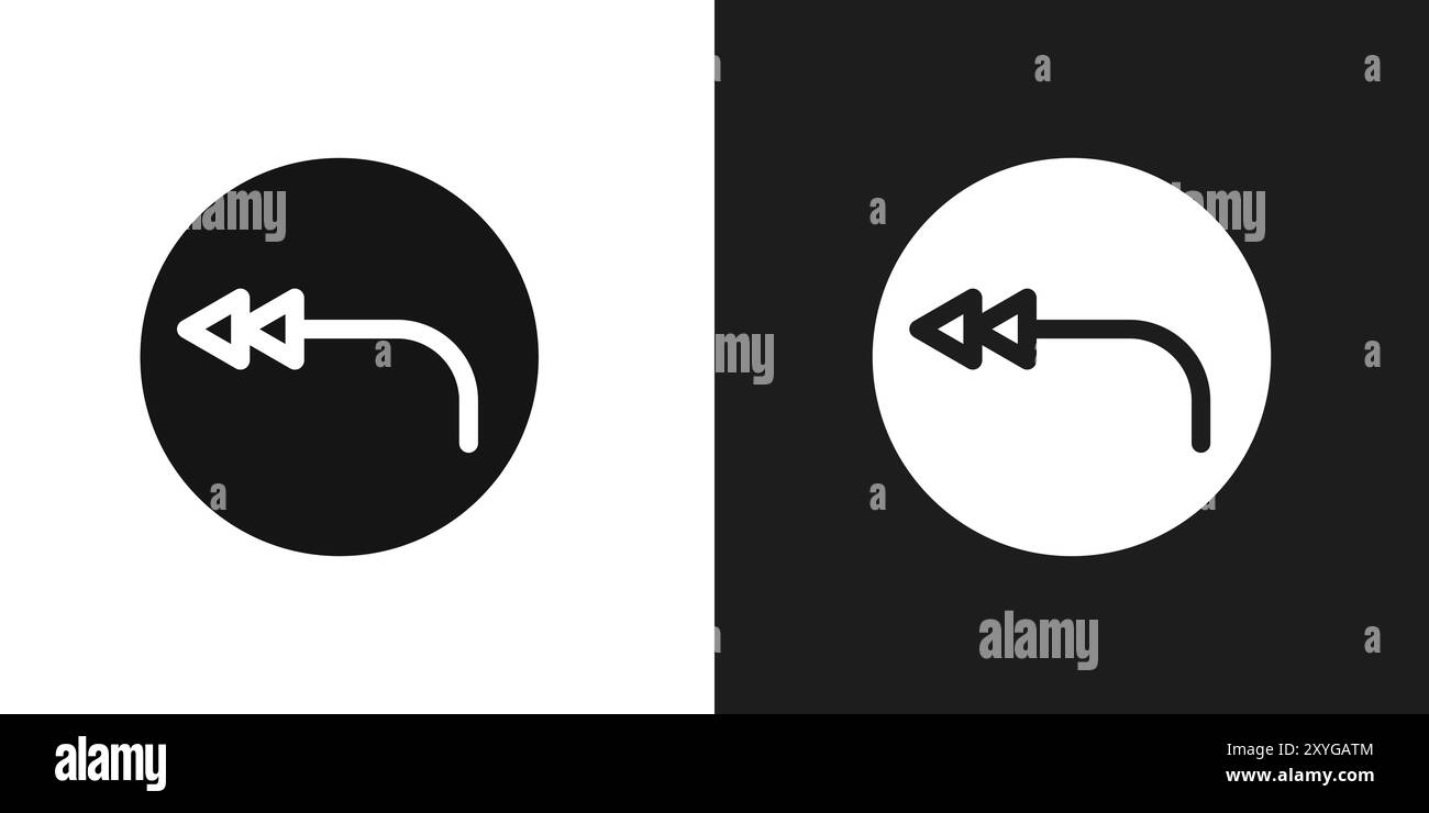 Reply all icon logo sign vector outline in black and white color Stock ...