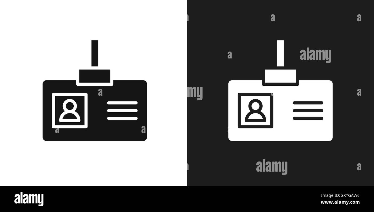 Id badge icon logo sign vector outline in black and white color Stock ...