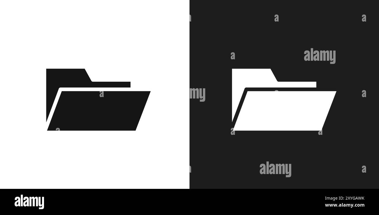 Folder icon logo sign vector outline in black and white color Stock ...