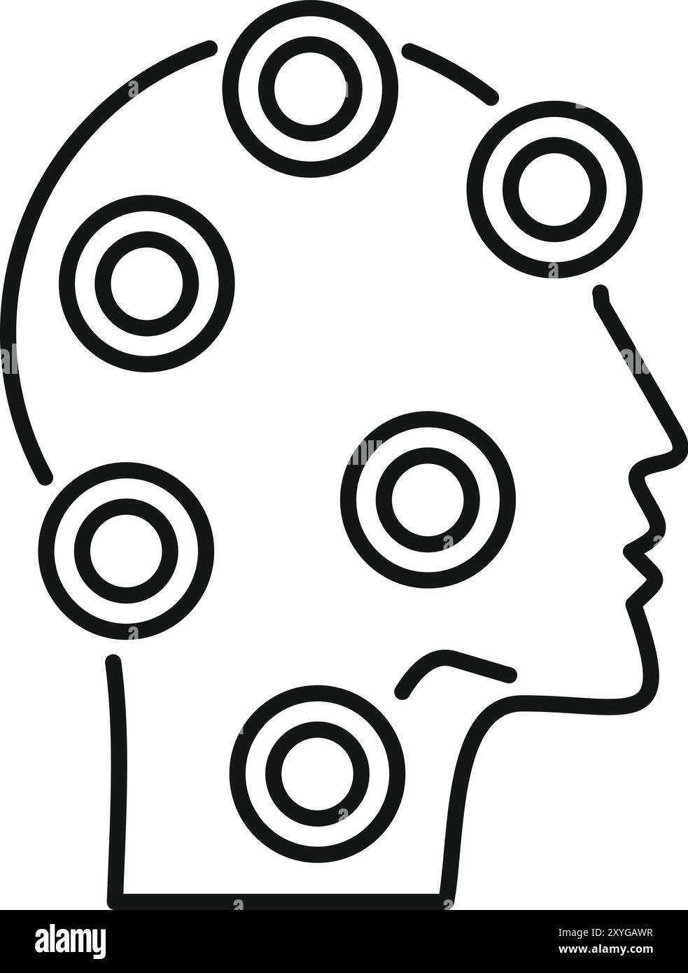 Stylized human head profile showing a neural network working with nodes connected, representing ...