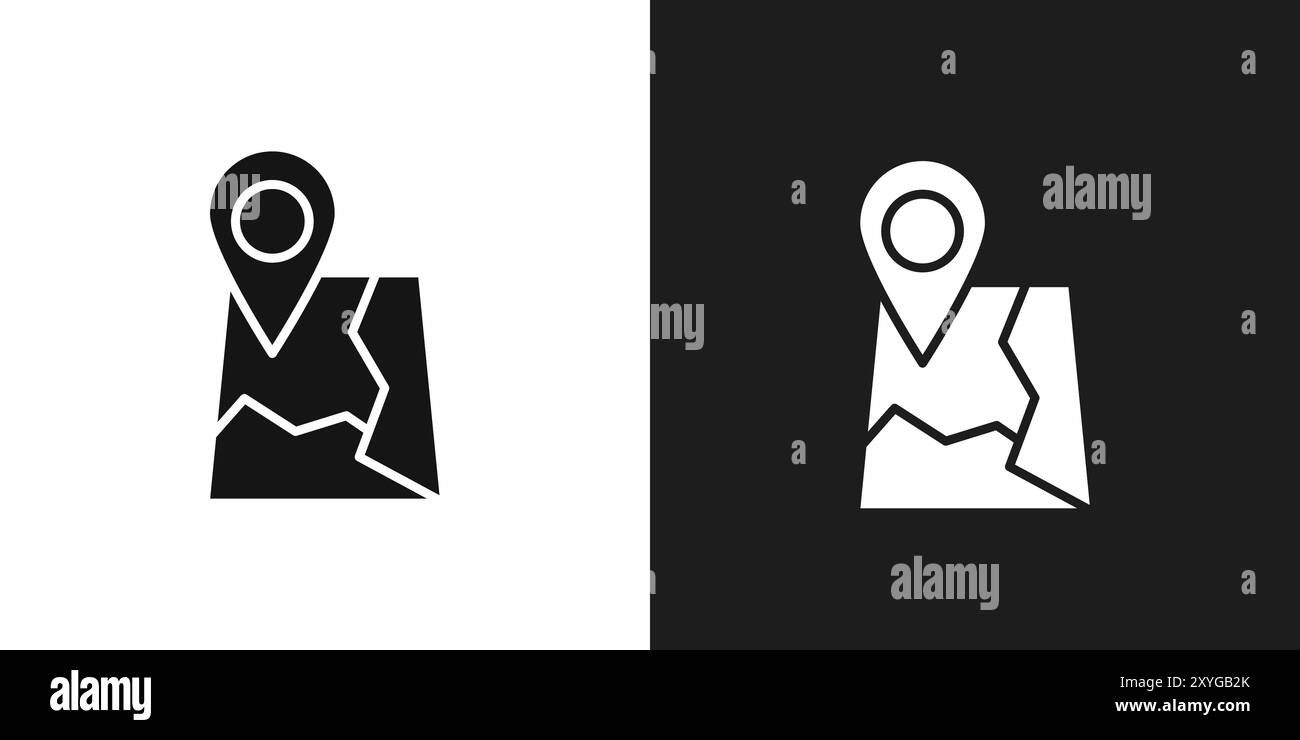 Map icon logo sign vector outline in black and white color Stock Vector ...