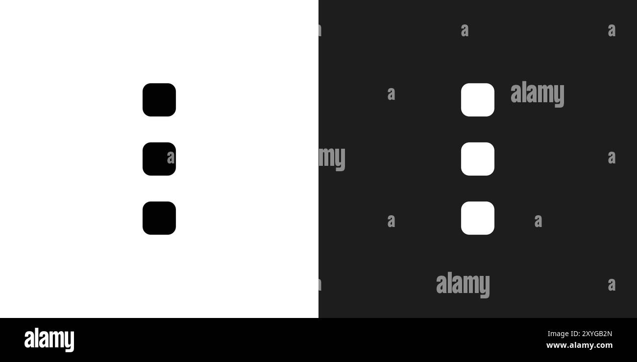 Menu dots icon logo sign vector outline in black and white color Stock ...