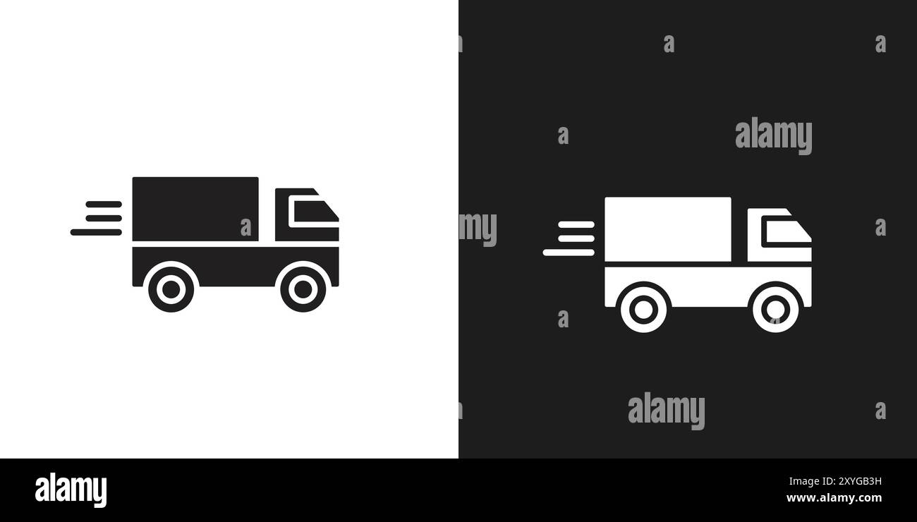 Moving truck icon logo sign vector outline in black and white color ...