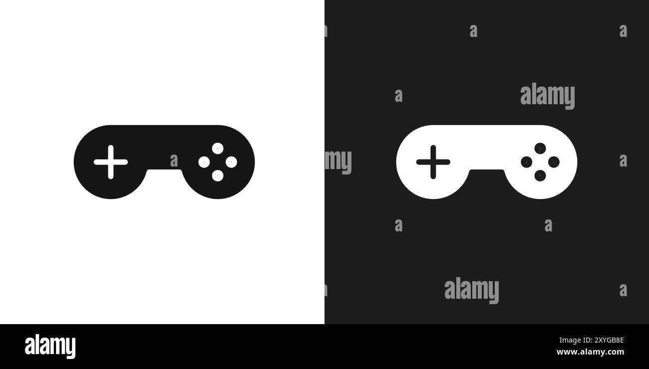 Gamepad icon logo sign vector outline in black and white color Stock ...