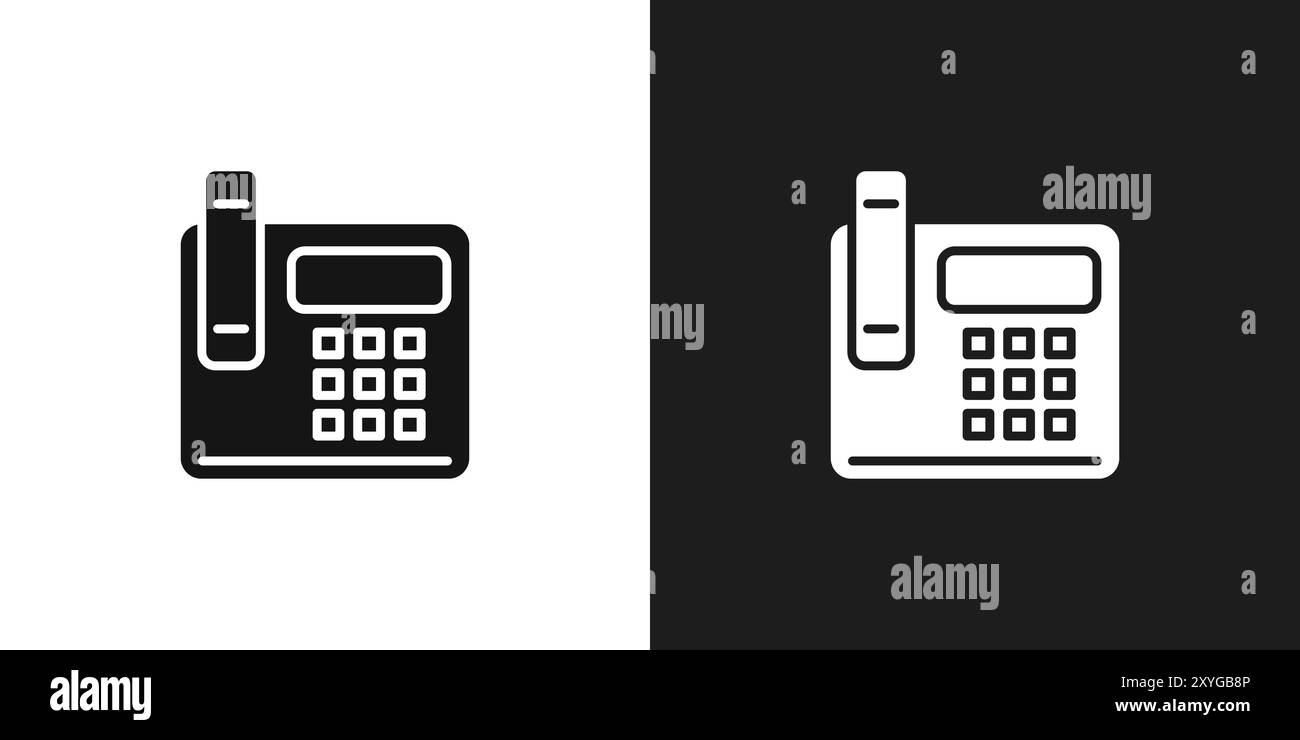 Office phone icon logo sign vector outline in black and white color ...