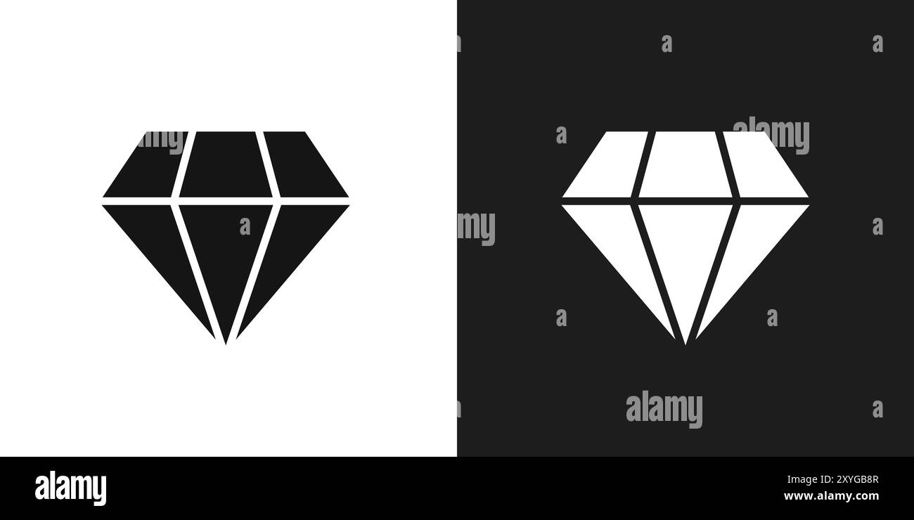 Gem icon logo sign vector outline in black and white color Stock Vector ...