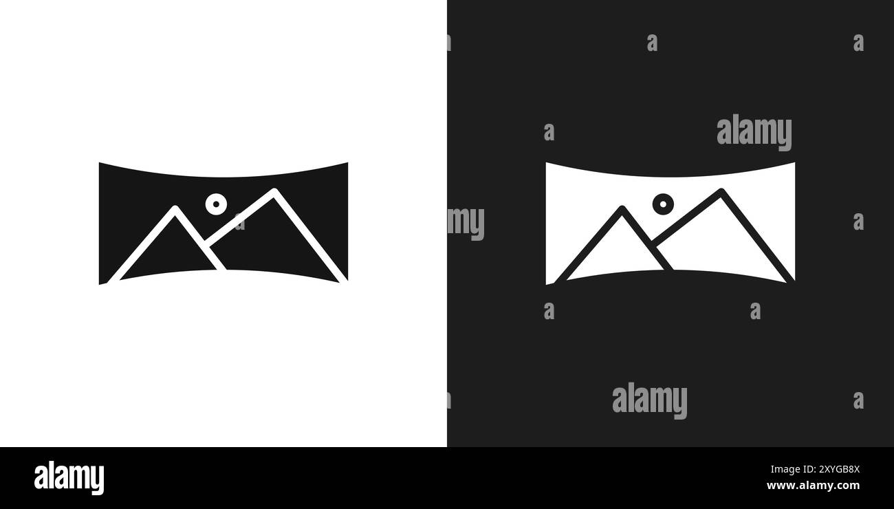 Panoramic icon logo sign vector outline in black and white color Stock ...