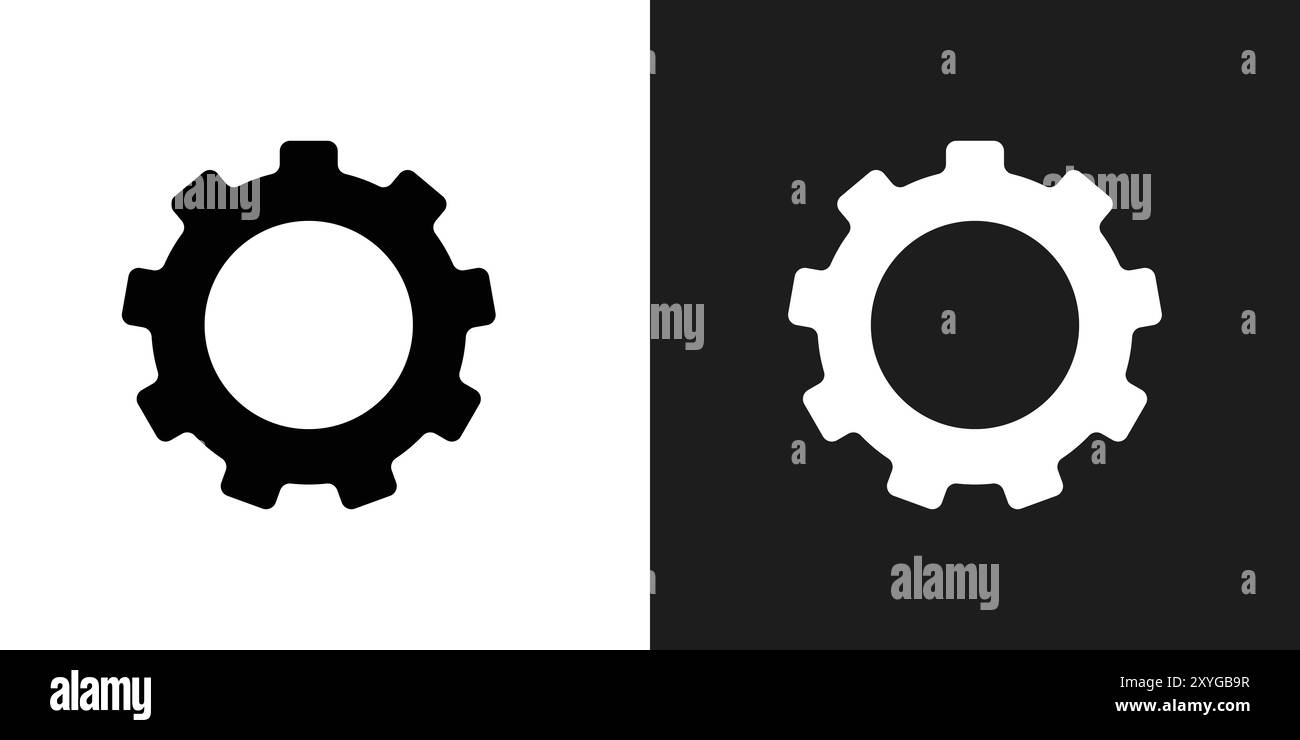 Settings icon logo sign vector outline in black and white color Stock ...