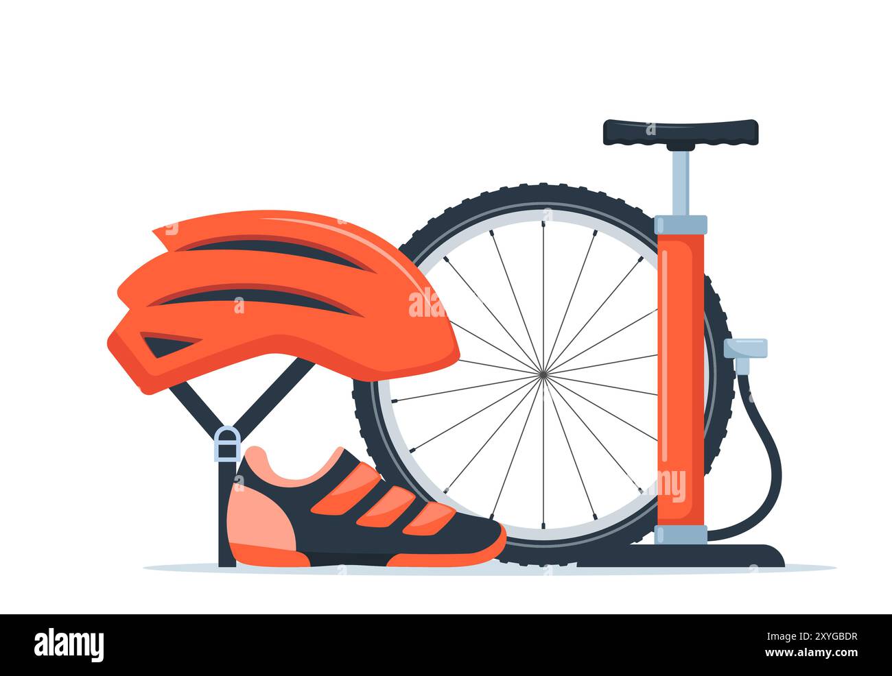Bicycle equipment composition. Cyclist gear, sportswear for biker ...