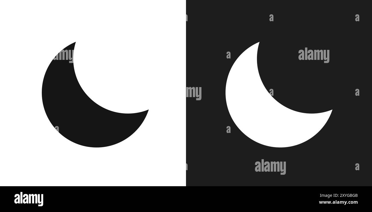 Moon icon logo sign vector outline in black and white color Stock ...
