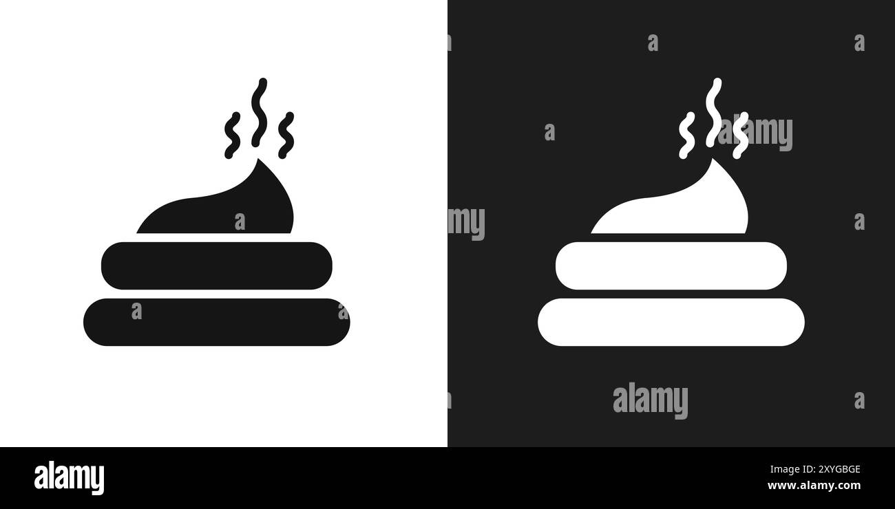 Poop icon logo sign vector outline in black and white color Stock ...