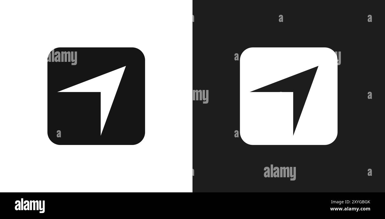 Navigation icon logo sign vector outline in black and white color Stock ...