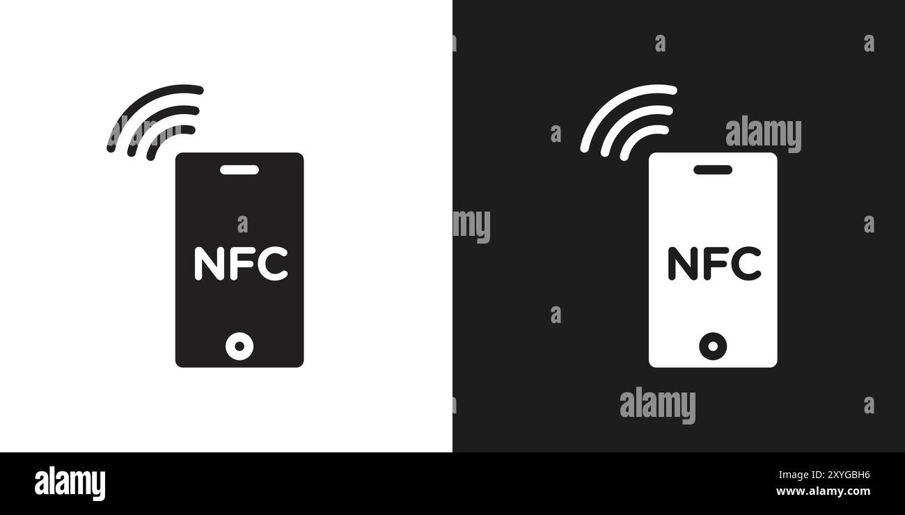 NFC communication icon logo sign vector outline in black and white ...