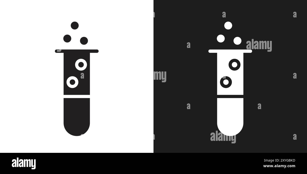 Test tube icon logo sign vector outline in black and white color Stock ...