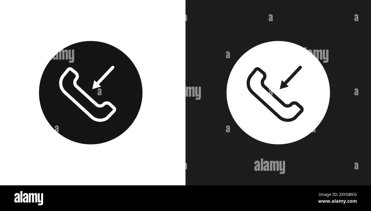 Incoming Call icon logo sign vector outline in black and white color ...