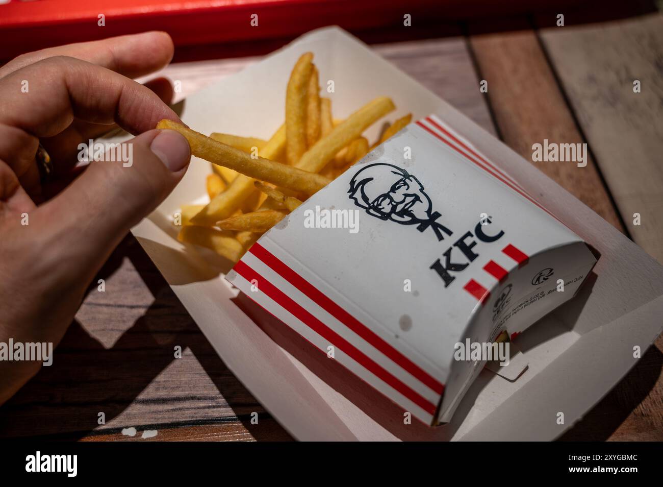 Vienna,Austria,23 August 2022.Close-up shot of kfc french fries and ...