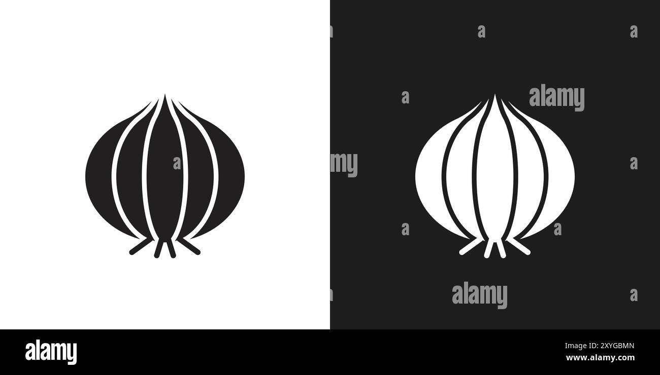 Onion icon logo sign vector outline in black and white color Stock ...