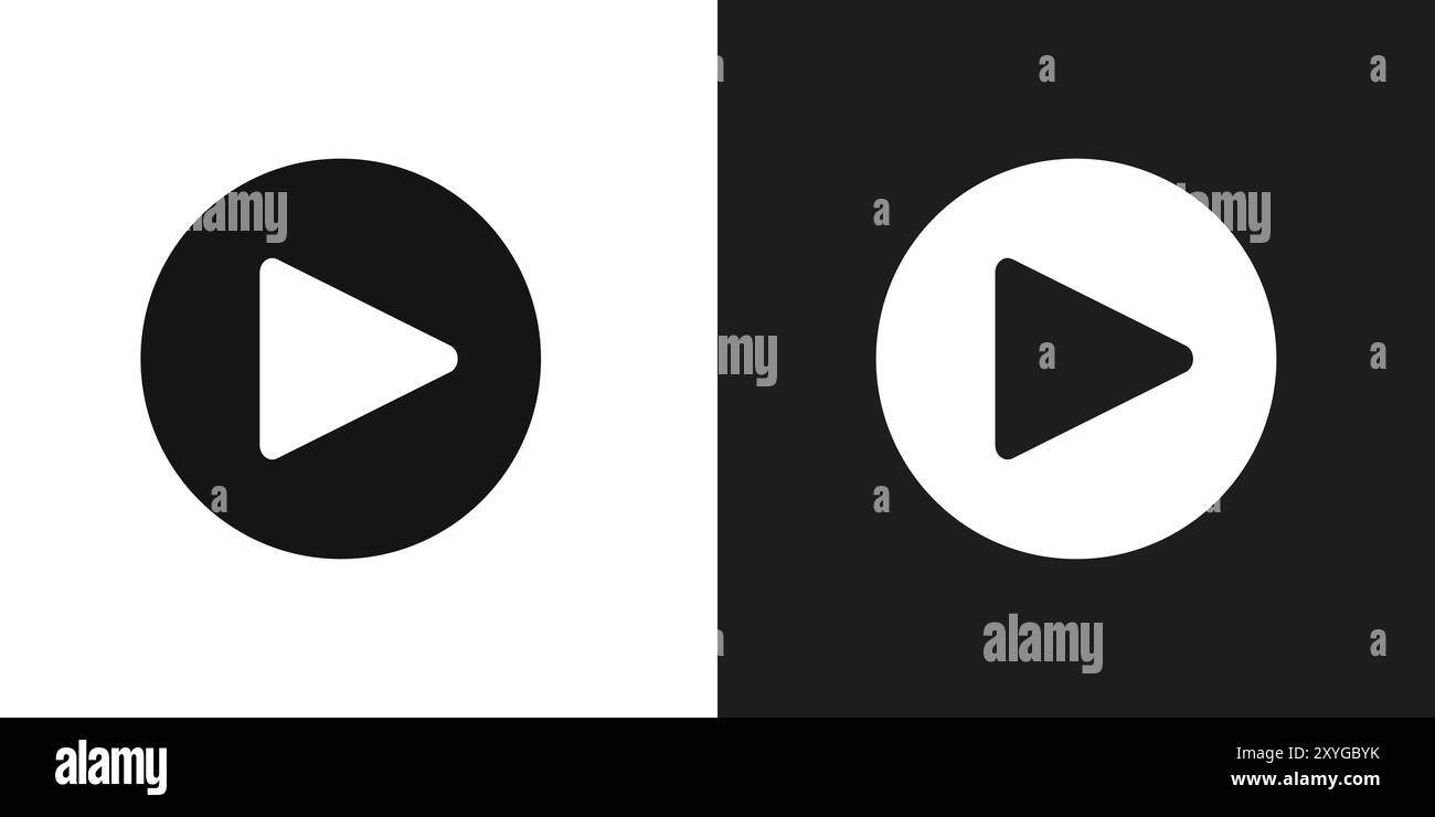 Play icon logo sign vector outline in black and white color Stock ...