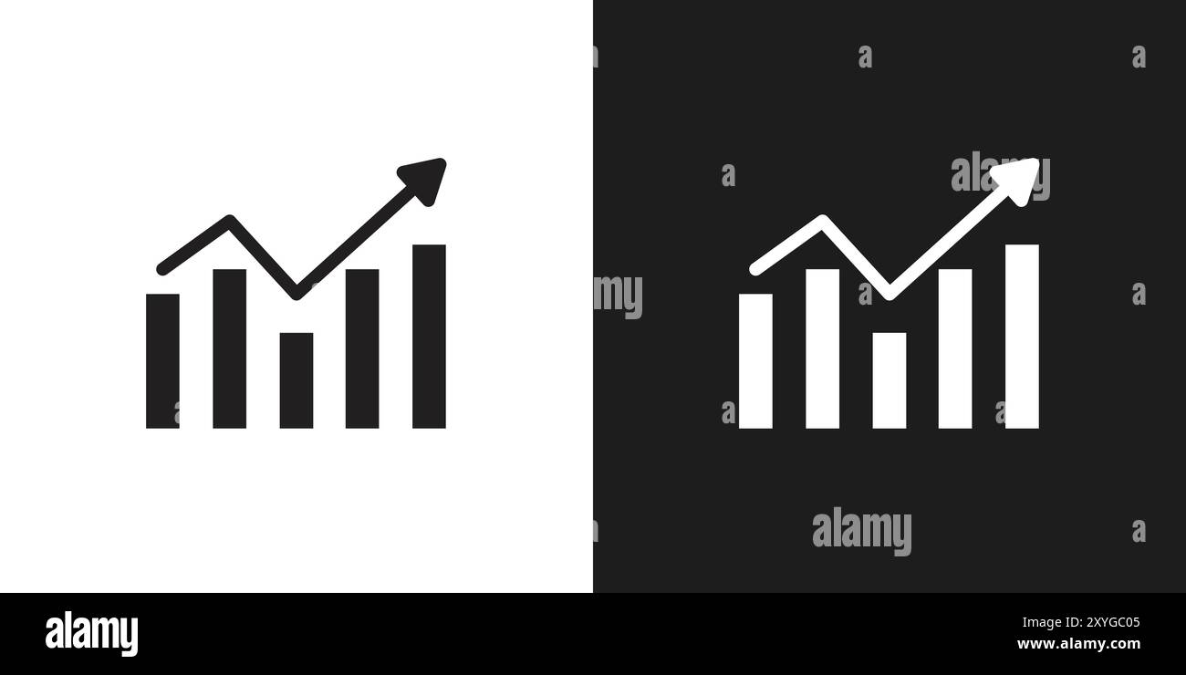 Trend Arrow icon logo sign vector outline in black and white color ...