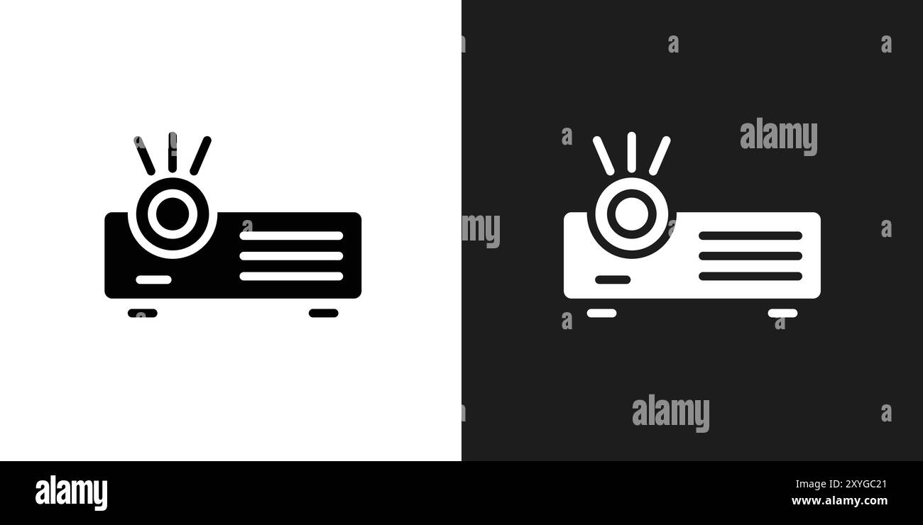 Projector icon logo sign vector outline in black and white color Stock ...