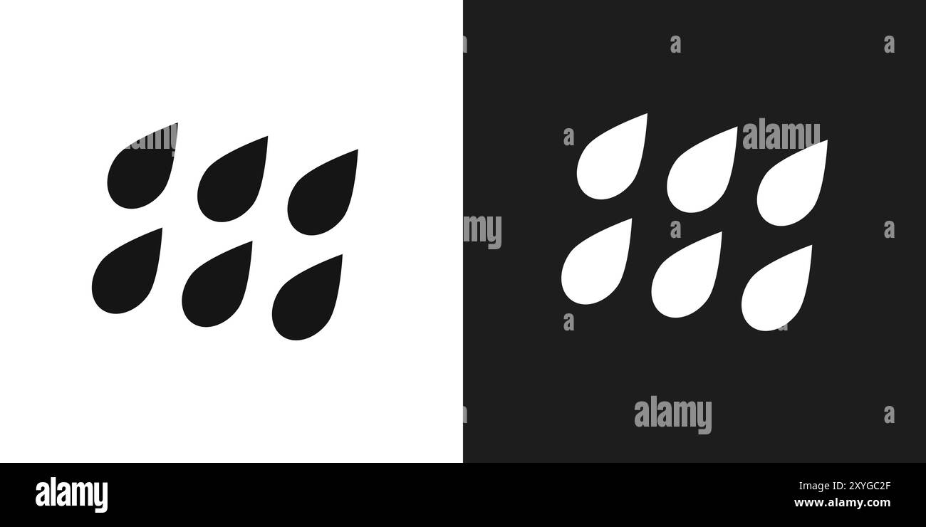 Raindrops icon logo sign vector outline in black and white color Stock ...
