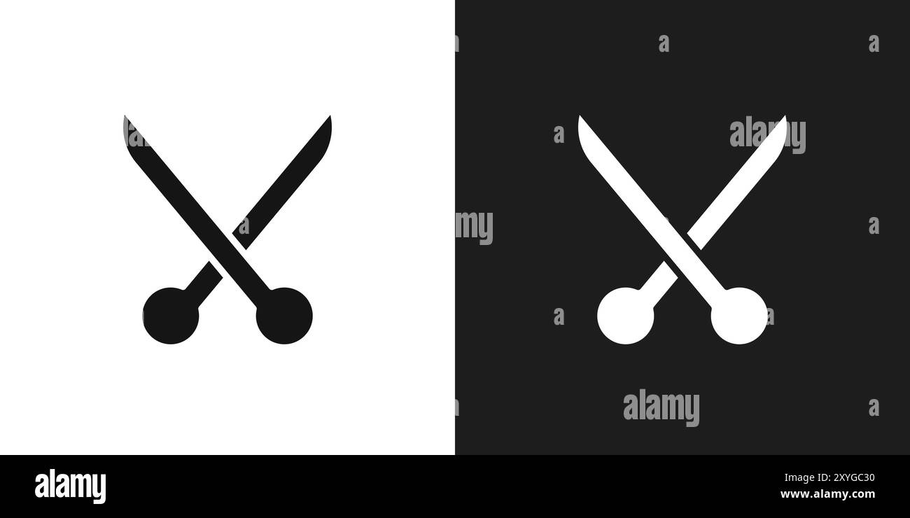 Scissors icon logo sign vector outline in black and white color Stock ...