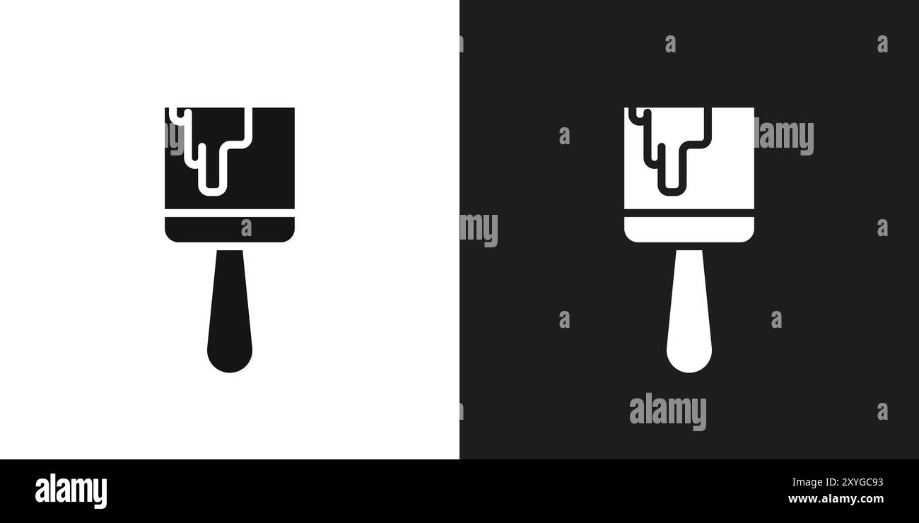 Paint brush icon logo sign vector outline in black and white color ...