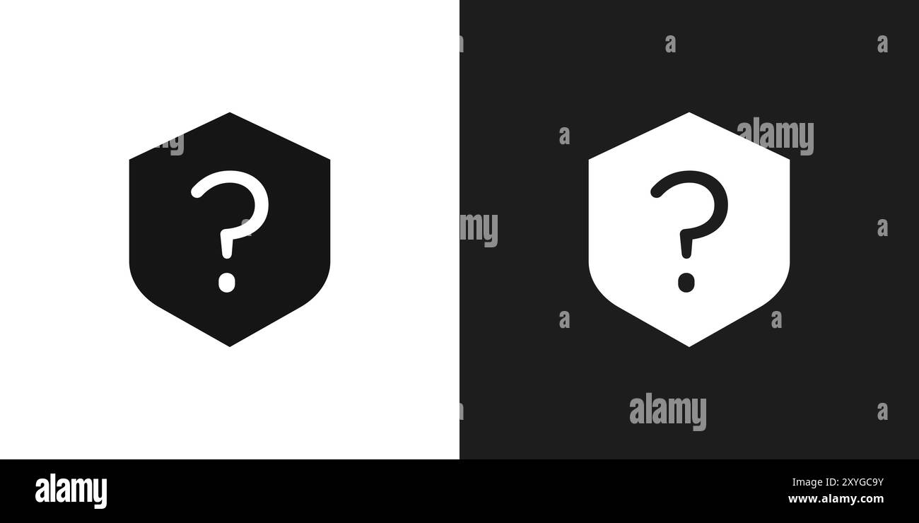 Shield interrogation icon logo sign vector outline in black and white ...